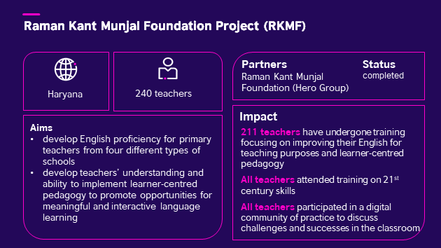Raman Kant Munjal Foundation (RKMF) Project | British Council